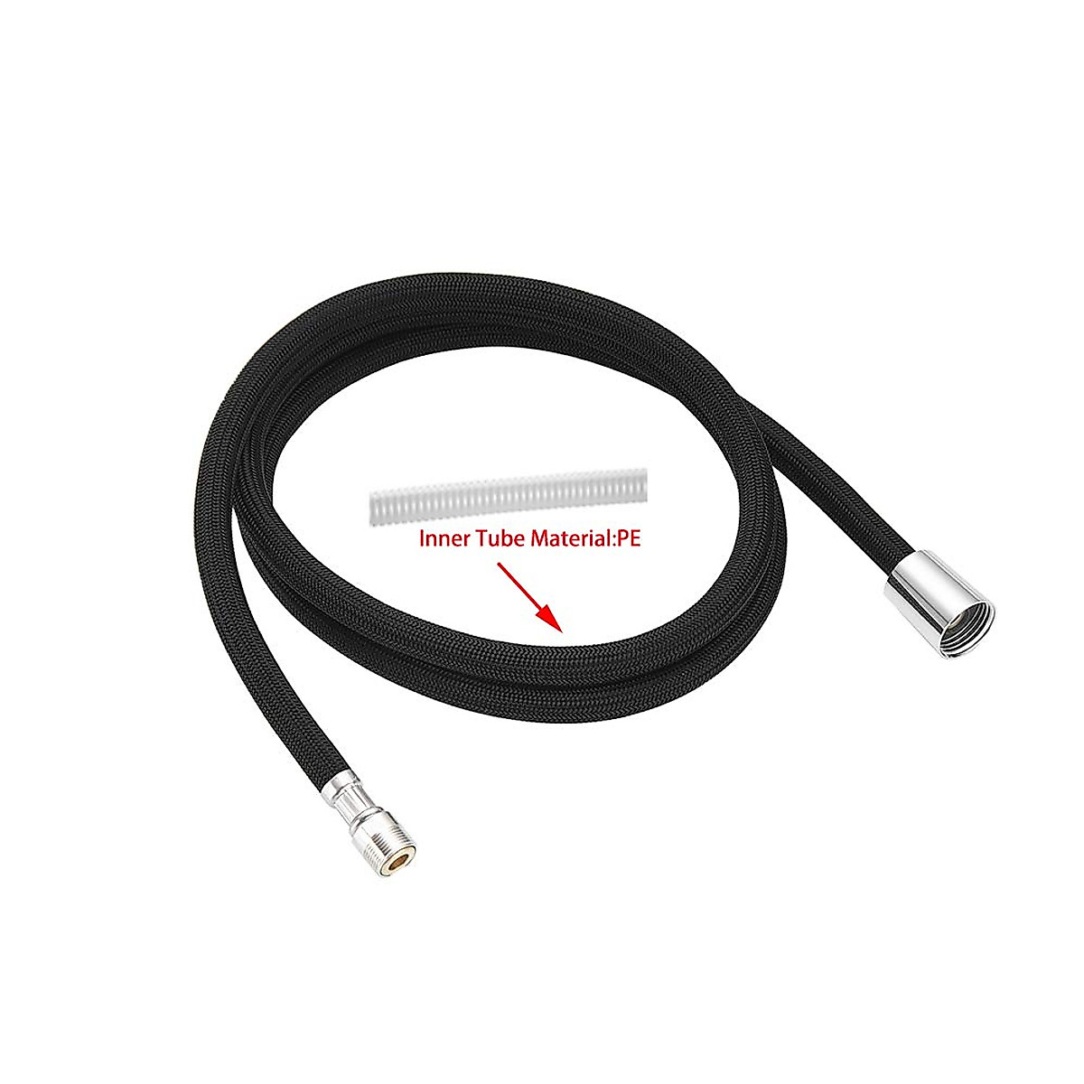 Weirun Kitchen Bathroom Sink Pull-down Faucet 1/2" IPS Black Braided Replacement Pull-Out Head Hose 59-inch or 150cm for Oil Rubbed Bronze Taps