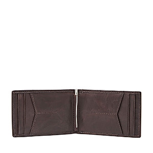 Fossil Men's Neel Leather Slim Minimalist Money Clip Bifold Front Pocket Wallet, Brown, (Model: ML3887200)
