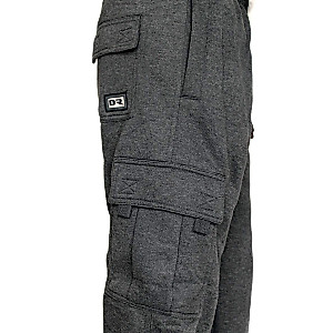 DREAM USA Men's Heavyweight Fleece Cargo Sweatpants, Charcoal, Medium