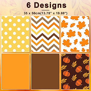 Whaline 90 Sheet Fall Thanksgiving Tissue Paper Autumn Pumpkin Maple Leaves Wrapping Paper Art Paper Crafts for Halloween Harvest Birthday Wedding Party Gift Bag Festival Pompom Confetti (6 Designs)