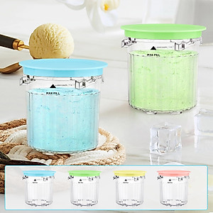 FIRJOY 16 oz. Containers | Extra Replacement Pints and Lids - Compatible with Ninja Creami Breeze NC200, NC201, CN205A, NC100 Series (4 Pack - Blue, Pink, Green, Yellow)