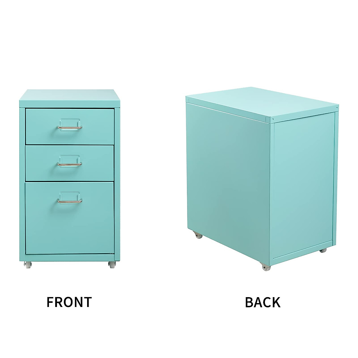 HollyHOME 3-Drawer Mobile Classification Storage Cabinet, Under Desk for A4 Mini File Cabinet, Mobile File Cabinet with Wheels for Home and Office, Blue