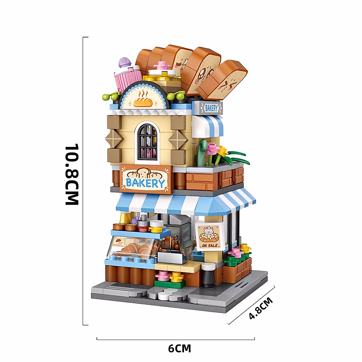 MEIEST Mini City Shop Street View Building Blocks Model Set,Creative DIY Simulation Architecture Collection Particle Construction Building Bricks Toy for Kids Adult Home Decor (Bakery)