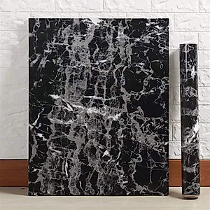 Yancorp Black Marble Contact Paper Black Peel and Stick Wallpaper Self Adhesive Countertop Removable Vinyl Wrap Bachsplash Shelf Liner (11.8" x 78.7")