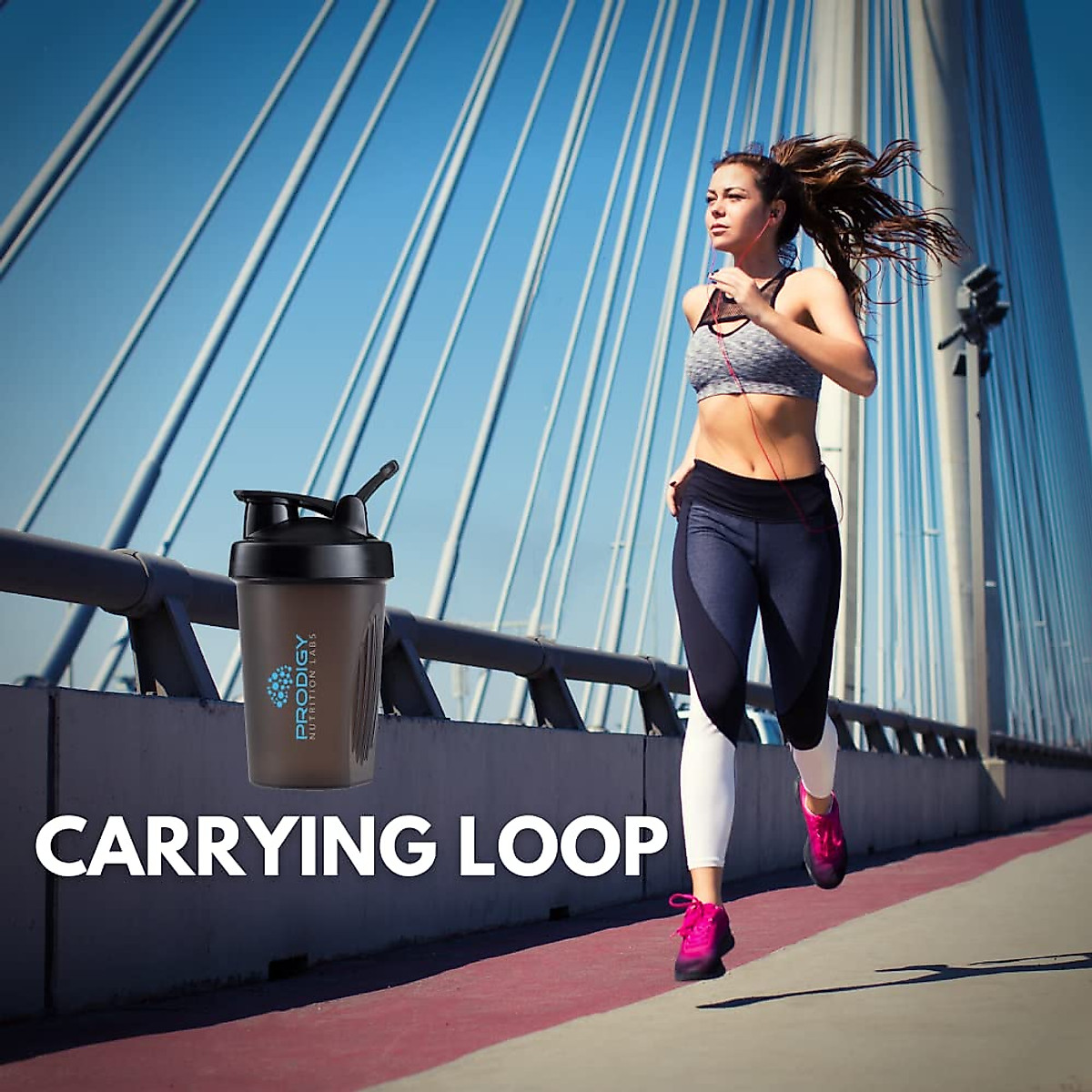 Prodigy Nutrition Labs Premium Shaker Bottle Perfect for Workout Supplements, Protein powder, Sports drinks, BPA Free, Portable Bottle for Fitness Enthusiasts Athletes -14 Ounce