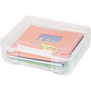IRIS USA SBC-450 Portable Project Case for 12" x 12" Scrapbooking Paper, 17” X 15”, Clear