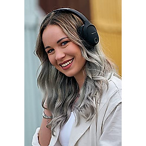 PowerLocus Bluetooth Headphones Over Ear, [Bass-Mode Button] Wireless Headphones, Foldable Hi-Fi Stereo, Soft Memory Foam Earmuffs, Metal Extendable Sides, Headset with Microphone for Phone/PC/TV
