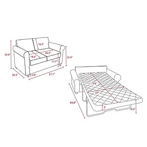 Urban Home Furniture Loveseat Sleeper Sofabed, Twin, Heather Grey