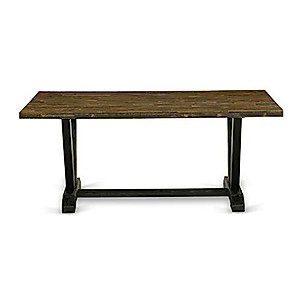 East West Furniture V677MZ650-5 5 Piece Kitchen Table Set Includes a Rectangle Dining Room Table with V-Legs and 4 Dark Gotham Grey Linen Fabric Parsons Chairs, 40x72 Inch, Multi-Color