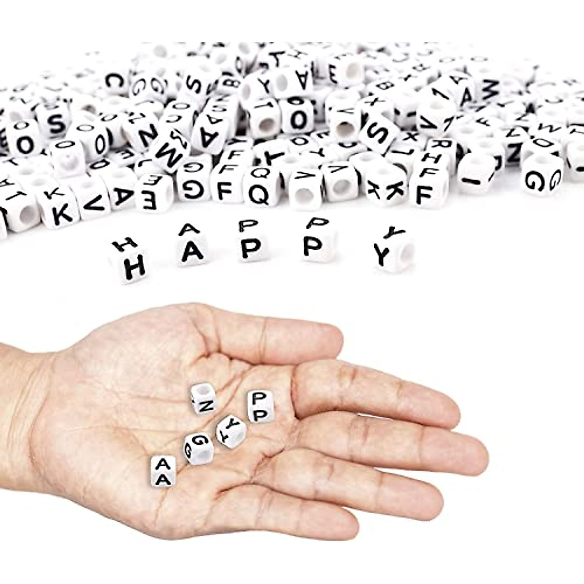 700PCS White Letter Beads Alphabet Beads for Jewelry Making DIY Necklace Bracelet (6mm)