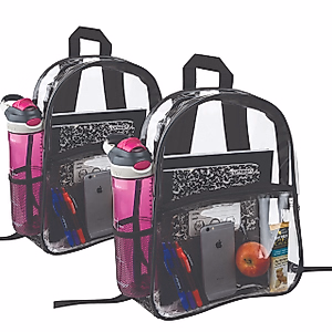 Bags for Less [Set Of 2] Clear Backpack - Security Approved - Straps & Front Accessory Pocket