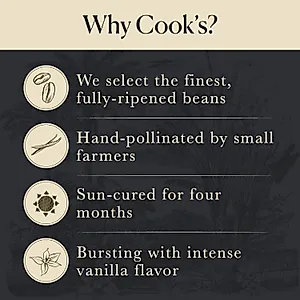 10 Organic Madagascar Whole Vanilla Beans, Grade A Vanilla Pods, Premium Vanilla Beans for Making Extract & Baking - Cook’s