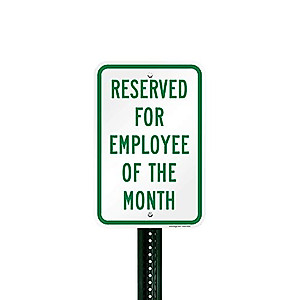 SmartSign - K-7744-P-PE-12x18-D1 "Reserved for Employee of the Month", Parking Sign | 12" x 18" Plastic Green on White