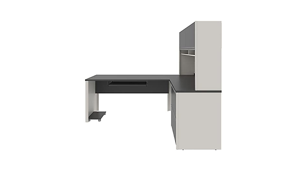 Bestar Connexion L-Shaped Desk with Hutch & File Cabinet