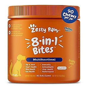 Multifunctional Supplements for Dogs - Glucosamine Chondroitin for Joint Support with Probiotics for Gut & Immune Health – Omega Fish Oil with Antioxidants and Vitamins for Skin & Heart Health