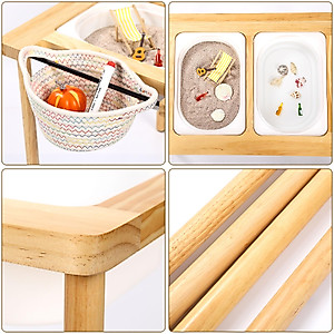 XJJDCB Sensory Table with Bins and Basket, Premium Wooden Sensory Table, Safe and Stable Toddler Sensory Table with Anti-Slip Stickers, Multipurpose Sensory Table for Toddlers 1-3 for Dining, Drawing