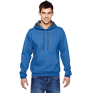Fruit of the Loom Men's Hooded Sweatshirt,Royal,Large