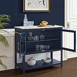 Crosley Furniture Katrina Kitchen Island with Faux Marble Top, Navy