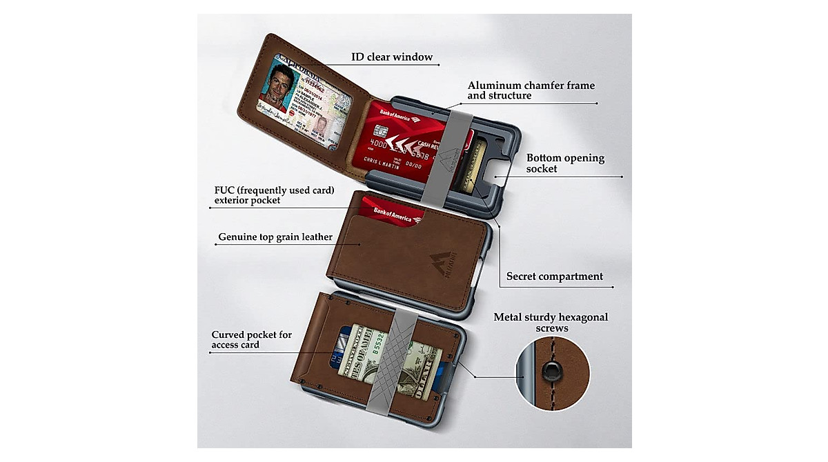 MURADIN Tactical RFID Wallet for Men | Aluminum Money & Card Holder