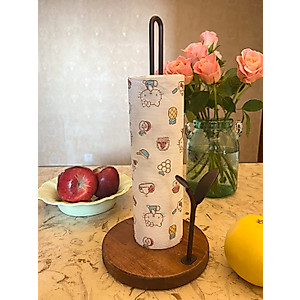 Wood Paper Towel Holder Countertop, Paper Towel Holder Stand, Easy One-Handed Tear Paper Roll Holder, Kitchen Dining Table Home Decor, for Both Standard and Jumbo-Sized Paper Towel Rolls