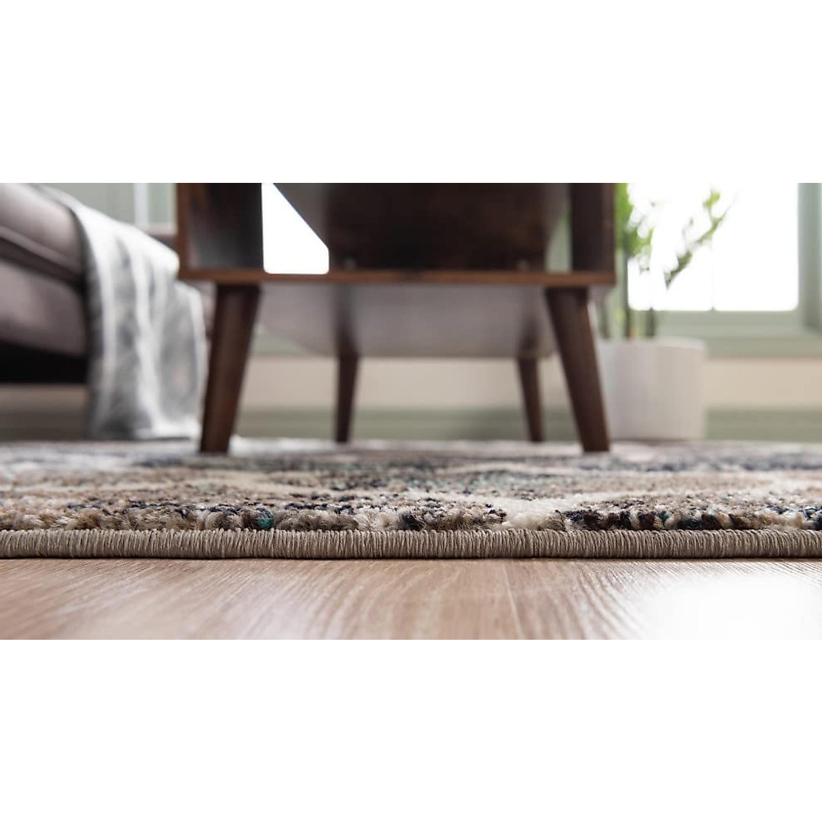 Unique Loom Trellis Frieze Collection Area Rug - Rounded (8' x 10', Blue Multi/ Ivory)