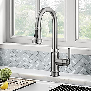 KRAUS Allyn Transitional Industrial Pull-Down Single Handle Kitchen Faucet in Spot-Free Stainless Steel, KPF-4101SFS