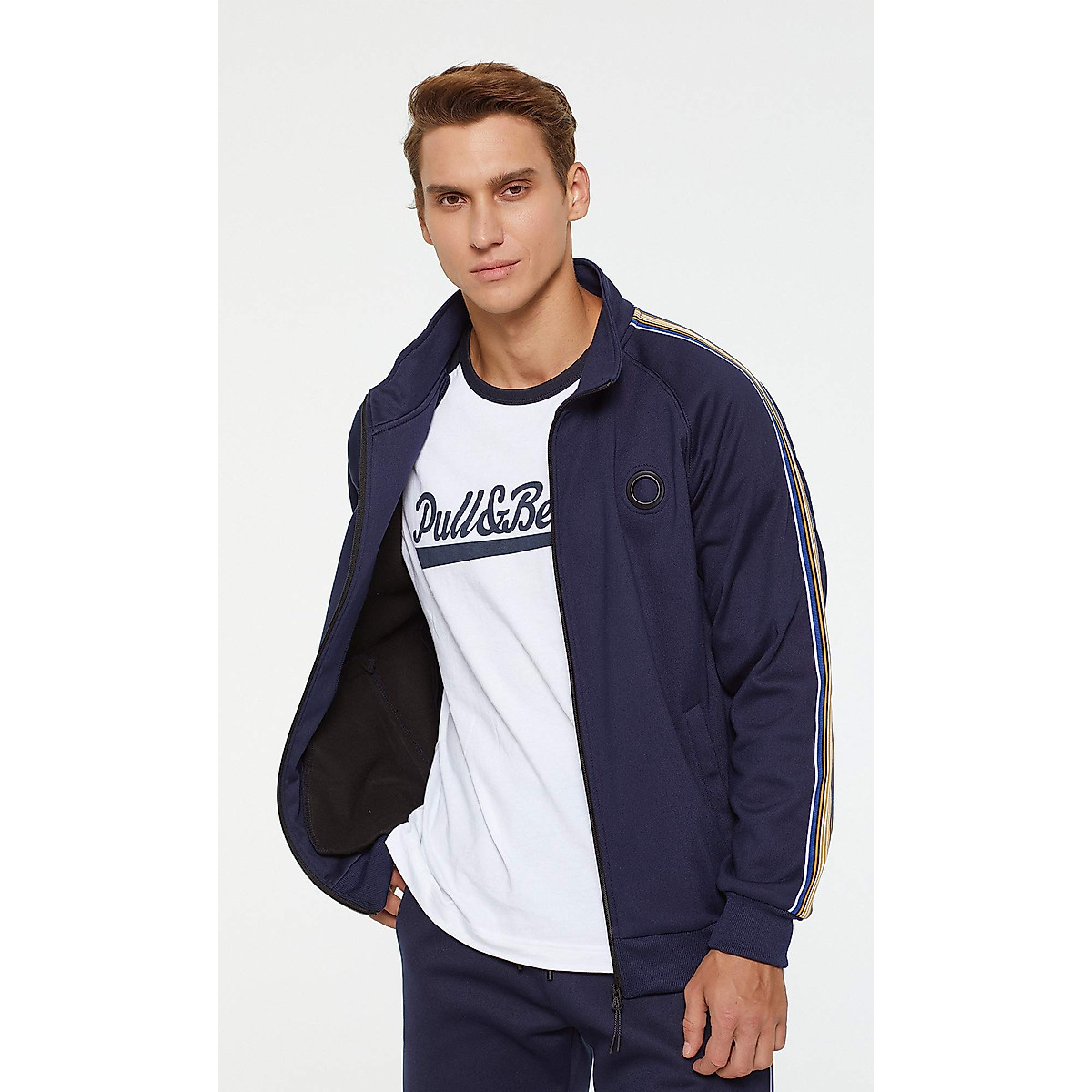 AOTORR Men's Sports Tracksuit Athletic Full Zip Casual Sweat Suits Jogging Gym Sweatsuit White XL