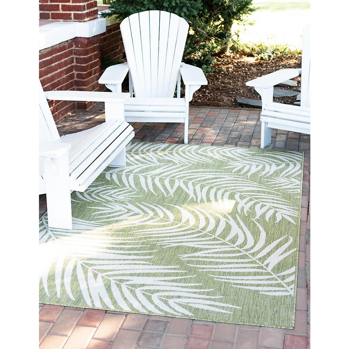 Unique Loom Outdoor Botanical Collection Area Rug - Palm (9' x 12' Rectangle, Green/ Ivory)