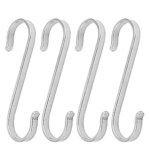 MroMax 304 Stainless Steel S Hooks,77mm/3.03" Silver S Shaped Hook Hangers for Kitchen Bathroom Bedroom Storage Room Office Outdoor Multiple Uses,with Bayonet 4Pcs