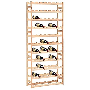 vidaXL Solid Wood Pine Wine Rack for 56 Bottles Home Indoor Dining Room Kitchen Wooden Storage Organizer Shelf Wine Cabinet Furniture