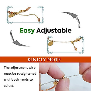 Morchic 3mm Green Peridot Gemstone Faceted Beads Womens Strand Bracelet, Easy Adjustable 7-9 Inch Birthday Gift