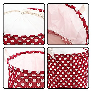 Zerodeko Drawstring Laundry Hamper Dirty Clothes Basket Collapsible Clothes Hamper Folding Clothes Container Storage Bin with Handle for Home Bedroom Organization Red