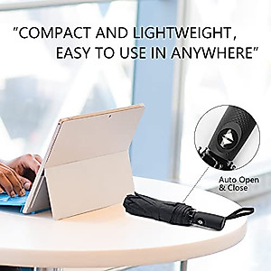 ALFROTEY Compact Travel Umbrella for Rain Portable Automatic Open and Close Windproof Sun Umbrella UV Protection Lightweight Small Folding Car Umbrella for Women and Men (Green, L)