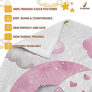 FLOCHIL Personalized Baby Blankets, Custom Baby Blanket - Baby Blanket with Name for Girls, Best Gift for Baby, Newborn Elephants Plush Fleece (30x40)