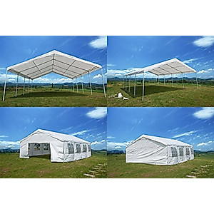 GOJOOASIS 20 x 26 ft Carport Outdoor Metal Commercial Wedding Party Frame Tent w/Sidewalls 4 Rooms