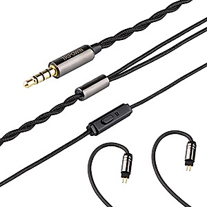 Linsoul Tripowin Zombur 4N High Purity OFC Oxygen Free Cable HiFi IEM Cable with Microphone, Cotton Yarn Outer Layer for Audiophile Replacement Cable (with MIC, 3.5, 2PIN)