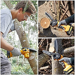 Mini Chainsaw Cordless, 6 Inch Best Mini Chain Saw Cordless With Security Lock [Seniors Friendly], Super Handheld Chain Saws Battery Powered With Manganese Steel Chain & Automatic Oiler, UPGRADE 2023