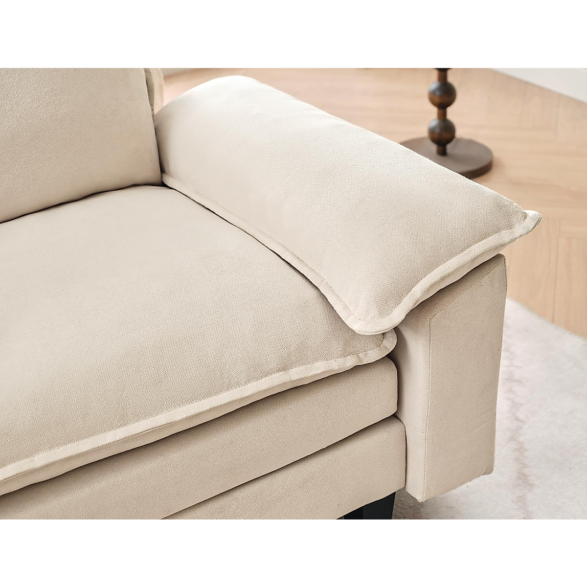 Txtin's 118" 3 Seat Cloud Couches for Living Room, L Shape Sectional Couch with Ottoman, Modular Sectional Sofa for Apartment, Beige