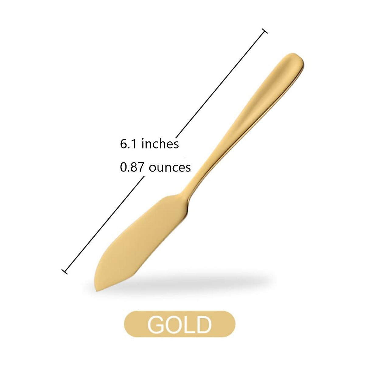 Buyer Star Butter Knives, 18/10 Stainless Steel 6.10 Inch Gold Cheese Spreader Knives Set in Black Gift Box, Dishwasher Safe, Set of 8