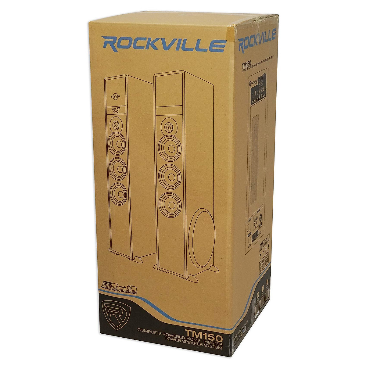 Rockville TM150W Powered Home Theater Tower Speaker System, White, 1000W, 10" Subwoofers, Bluetooth, USB/SD Playback, FM Radio, Remote Control, Karaoke Ready, Perfect for Home Entertainment