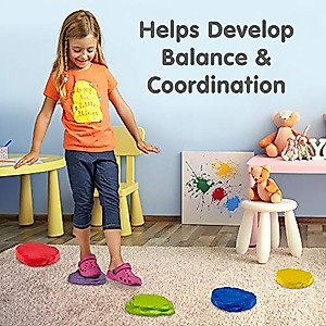 NATIONAL GEOGRAPHIC Stepping Stones for Kids – 10 Soft Durable Stones Encourage Toddler Balance & Gross Motor Skills, Indoor & Outdoor Toys, Balance Stones, Obstacle Course (Amazon Exclusive)