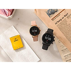 Fossil Men's Gen 4 Explorist HR Heart Rate Stainless Steel and Silicone Touchscreen Smartwatch, Color: Smooth Black (Model: BQD1000)