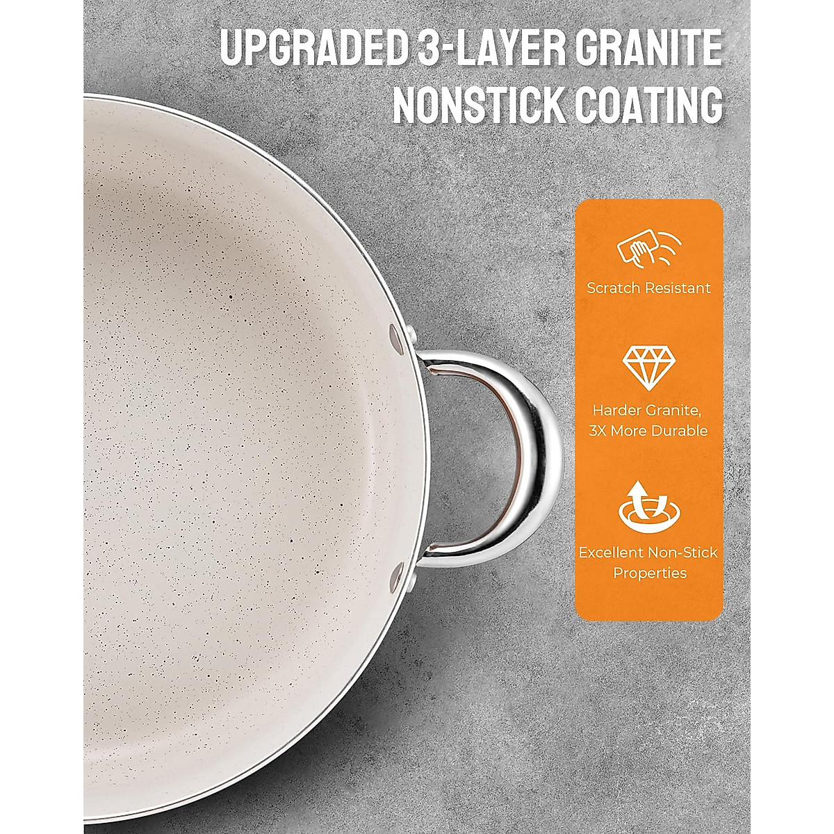 BEZIA 8 Quart Cooking Pot with Lid, Nonstick Stock Pot/Stockpot with Lid, Induction Pot for Cooking, Kitchen Pots, Stew Pots, Soup Pots for All Stovetops, Oven Safe