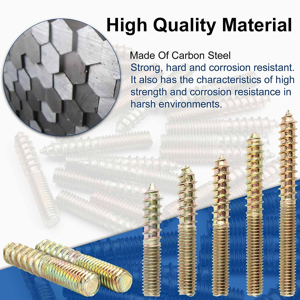 MroMax 20Pack M4 x 30mm Hanger Bolts, Length 1.18"(30mm) Double Headed Bolts，4mm (0.16") Wood Dowel Screw Self-Tapping Screw Hanger Bolts for Wood Joint Furniture Legs