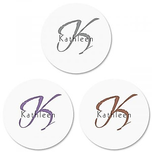 Current Personalized Initial & Name Inspirational Envelope Seals - Set of 144, 3 Color Choices (Gray, Brown, Purple), 1-1/2 Inch Round Stickers