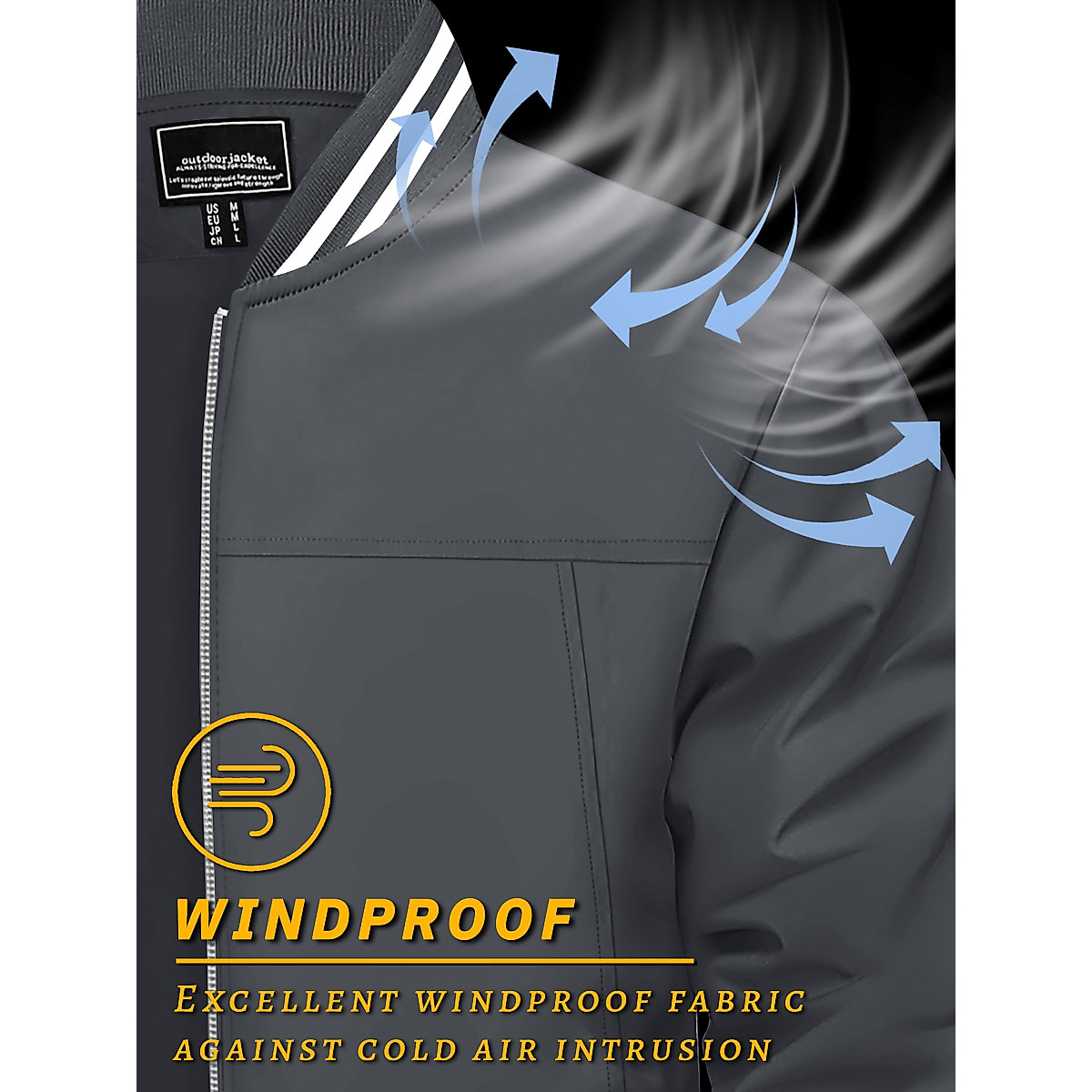 TACVASEN Varsity Jacket Men Men's Jackets With Inside Pockets Men's Lightweight Flight Bomber Jackets Men's Bomber Jackets Windbreaker Spring