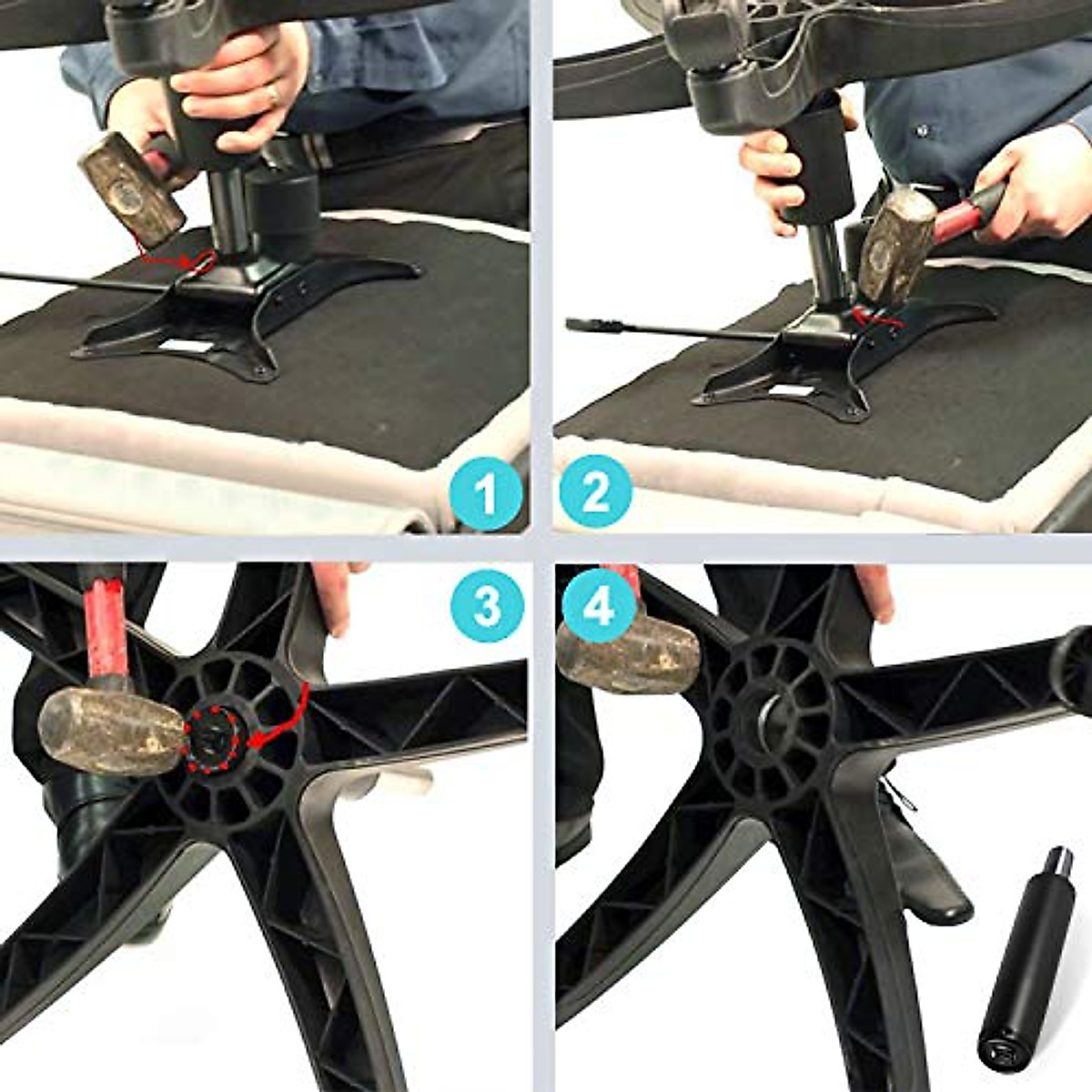 Oak Leaf Gas Lift Cylinder, Class 4 Replacement Office Chair Cylinder 5.5’’ Stroke, Pneumatic Shock & Heavy Duty (450 lbs) Office Chair Parts, Universal Size, Black