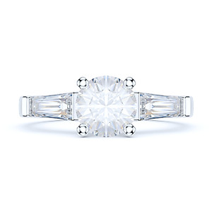 PRSTANI Sterling Silver Tapered Baguette and Round Brilliant Cut Simulated Diamond Three-Stone Promise Engagement Ring For Women (8)