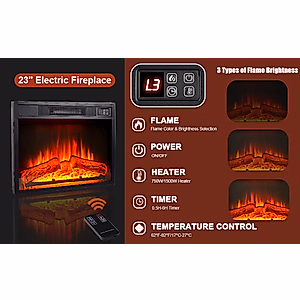 72" LED Lights Electric Fireplace with Mantel, Fireplace TV Stand for TVs Up to 80",Modern Entertainment Center with Storage, Delicate Three-Dimensional Molding with Remote Control for Living Room