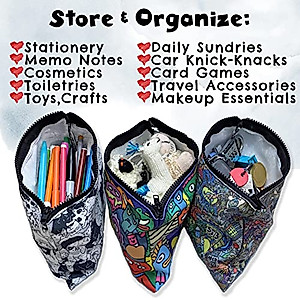 ODDS N TOTES Pencil Pouch, Makeup Bag, Small Toiletry Bag for Women, Men, Canvas Zipper Pouch (Graffiti)